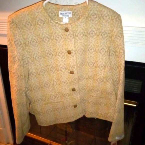 Pendleton | Jackets & Coats | Nwt Beautiful Pendleton Tweed Gold Brown ...
